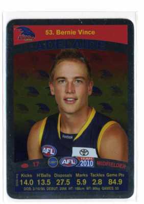 2010 Teamcoach SILVER (53) Bernie VINCE Adelaide | eBay