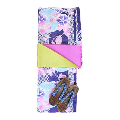 Yukataya hiyori Lattice change weave yukata Ladies yukata, obi, clogs 3 ...