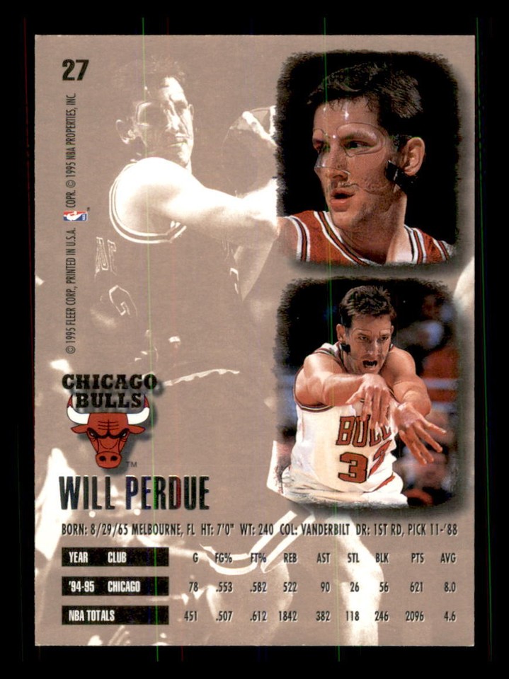 1995 Basketball Ultra Will Perdue Chicago Bulls #27 | eBay