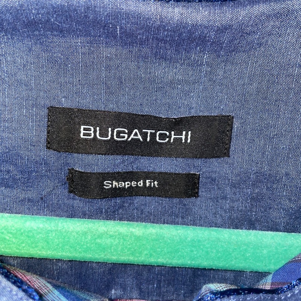EUC Bugatchi Shaped Fit 100% Cotton Plaid Lightweight Short Sleeve ...