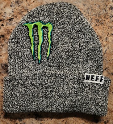 Monster Energy Athlete Only XGames Gray Winter Black Cap Hat Beanie ...