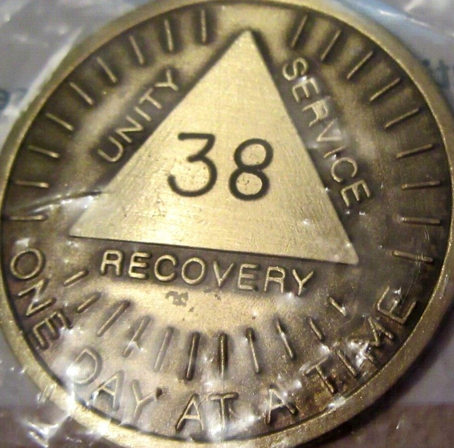 Alcoholics Anonymous AA 38 Year Sunshine Bronze Medallion Token Chip ...