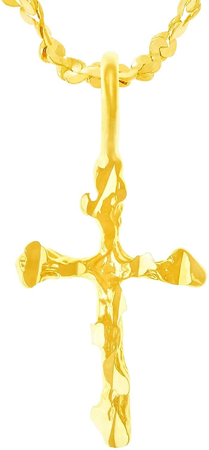 24k Cross Necklace Small Nugget Cross Necklace for Women & Men 24k Gold ...