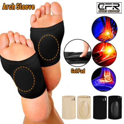 Compression Arch Sleeve Gel Pads Support Brace Ankle Foot Wrap Plantar ...