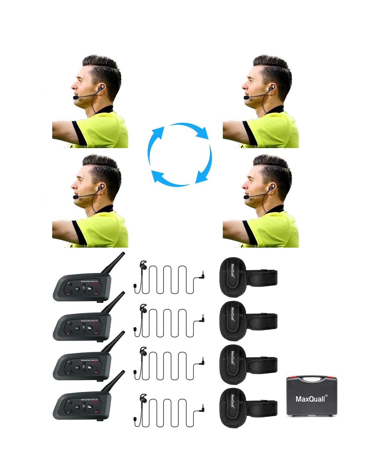 Referee Communication System 4 Person, V4 Plus Referee Headset Football ...