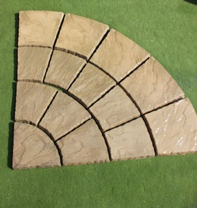 90 degree corner / Quarter circle patio yorkshire buff stone set 1260mm ...