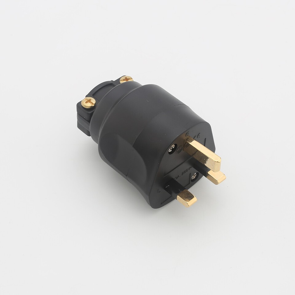 Gold Plated 3 Pin UK 13A Mains HiFi Power Plug Fuse Connector Ø 18mm ...