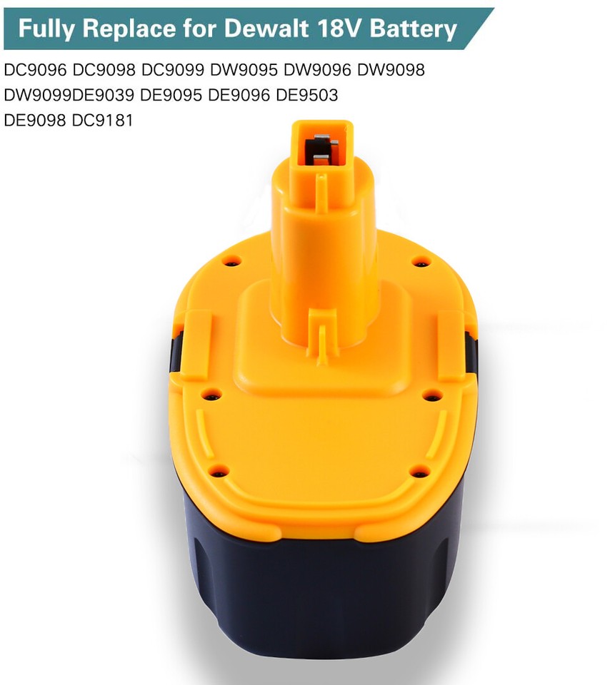 18V Replacement for Dewalt Battery DC9098 DC9099 DC9096 NiMH or DC9310 ...