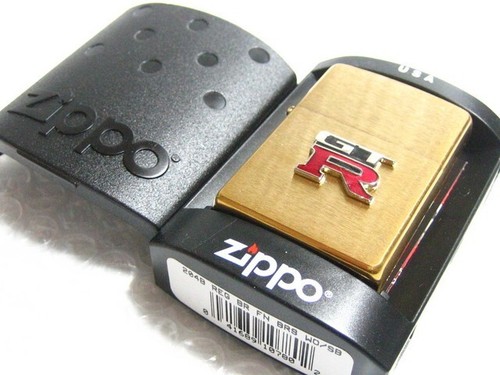 Zippo Oil Lighter Nissan GT-R Logo Gold Brass Regular Case Japan | eBay