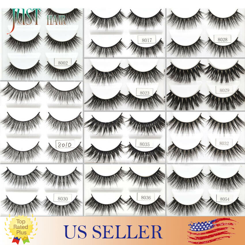 US A++++ 5 Pairs Natural Handmade Real Mink 3D False Eyelashes Thick ...