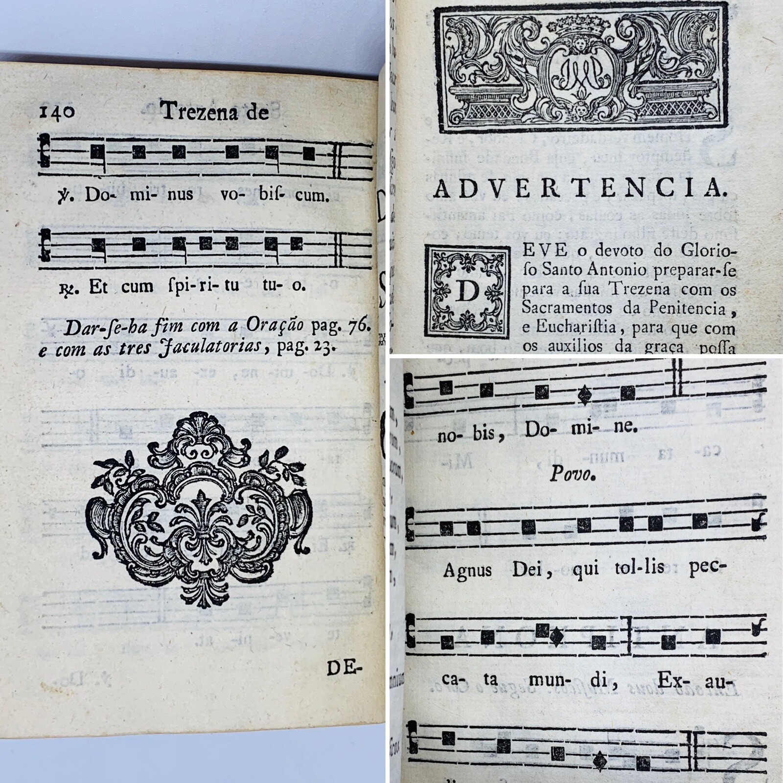1767 Portuguese Cults Of Devotion, Antiphonal Chant Music St Antonio | eBay