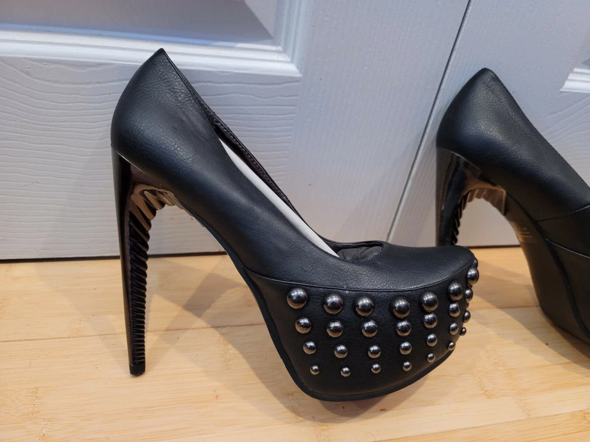 Studded Black Platform Pumps