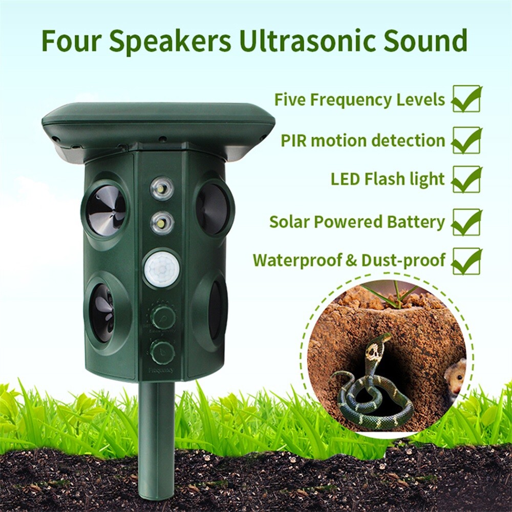 Solar Ultrasonic Bird Repeller Pest Control Scarer Deterrent Mouse ...