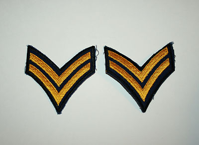 2 Vtg US Army Police Academy Black Corporal Stripes Cloth Uniform Patch ...