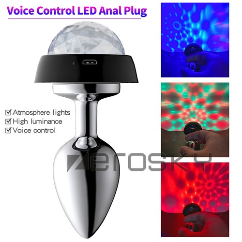 Voice Control Butt Plug LED Light Up Anal Sex Toy BDSM Anal Play Toy ...