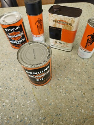 Metal Harley Davidson Motorcycle Oil Full Vintage AMF Cans Lot of FIVE ...