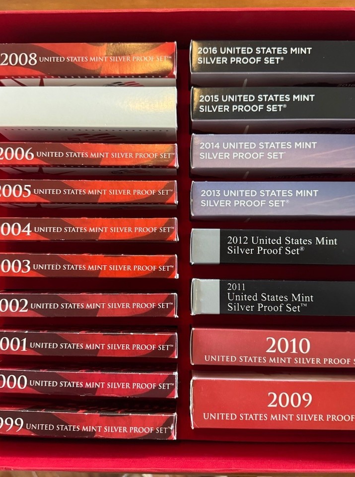 1999-2016 US MINT SILVER PROOF SETS IN CUSTOM PROOF SET STORAGE BOX | eBay