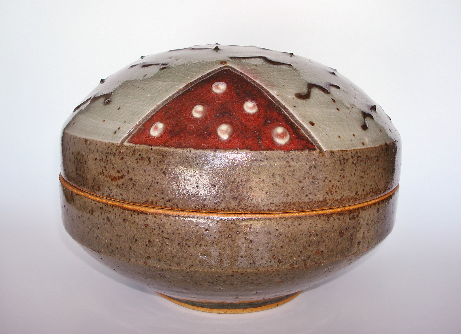 Very Early Signed JIM CONNELL Studio Art Pottery Lidded Covered Bowl ...