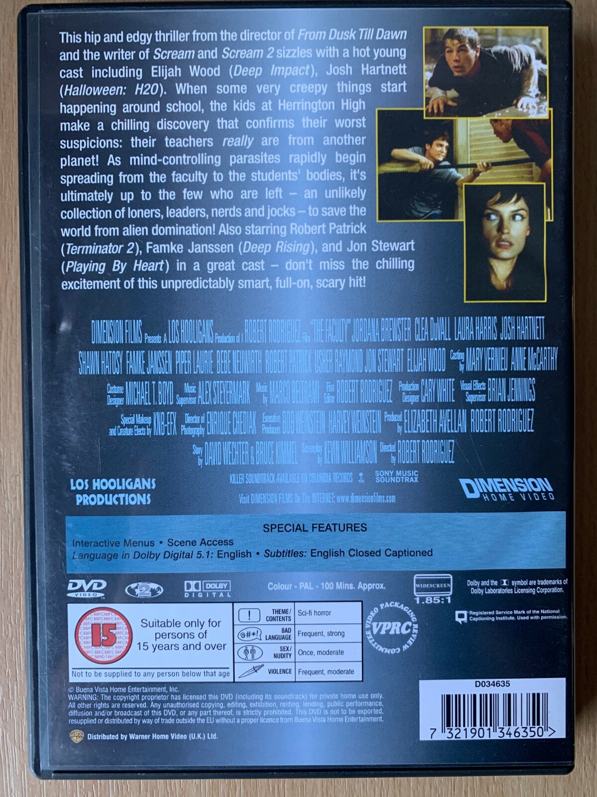 The Faculty DVD 1998 Cult High School Alien Teachers Sci-Fi Horror ...