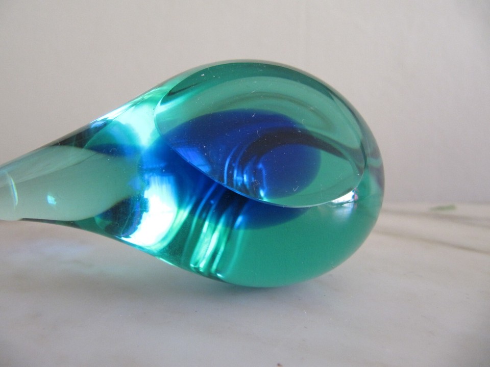Vintage Zelezny Brod Sklo ZBS - Green & Blue Hand Blown Glass Bird | eBay