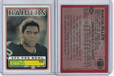 1983 Topps Football Card # 294 Marcus Allen Rookie Oakland Raiders RB ...