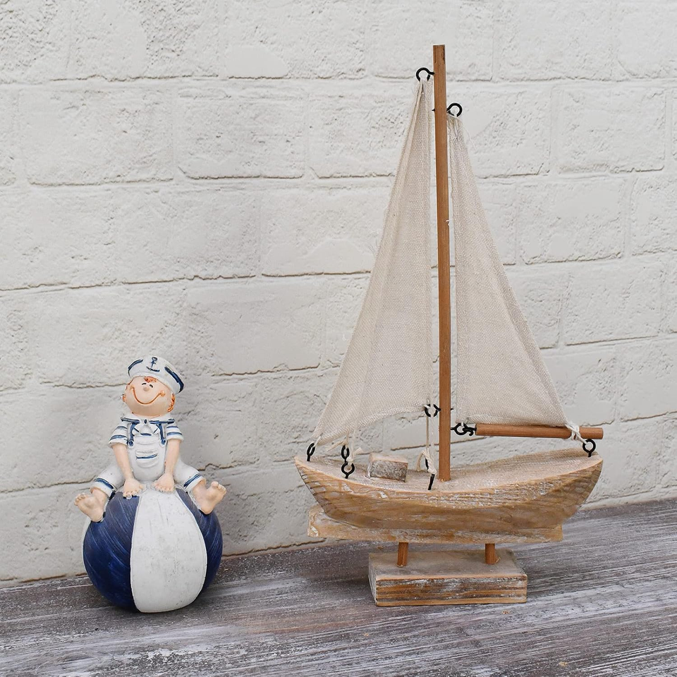 Wooden Sailboat Model Decoration, Mini Wood Sailing Boat Ship Model ...