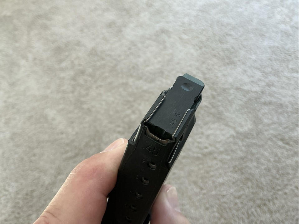 GLOCK 36 MAGAZINE .45 ACP 6 RD. With PEARCE Finger BASE PLATE .EARLY ...