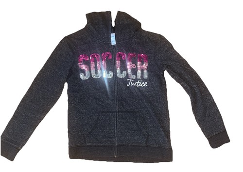 Justice SOCCER Sequined Girl's Hoodie Size 12/14 sports kids sweatshirt ...