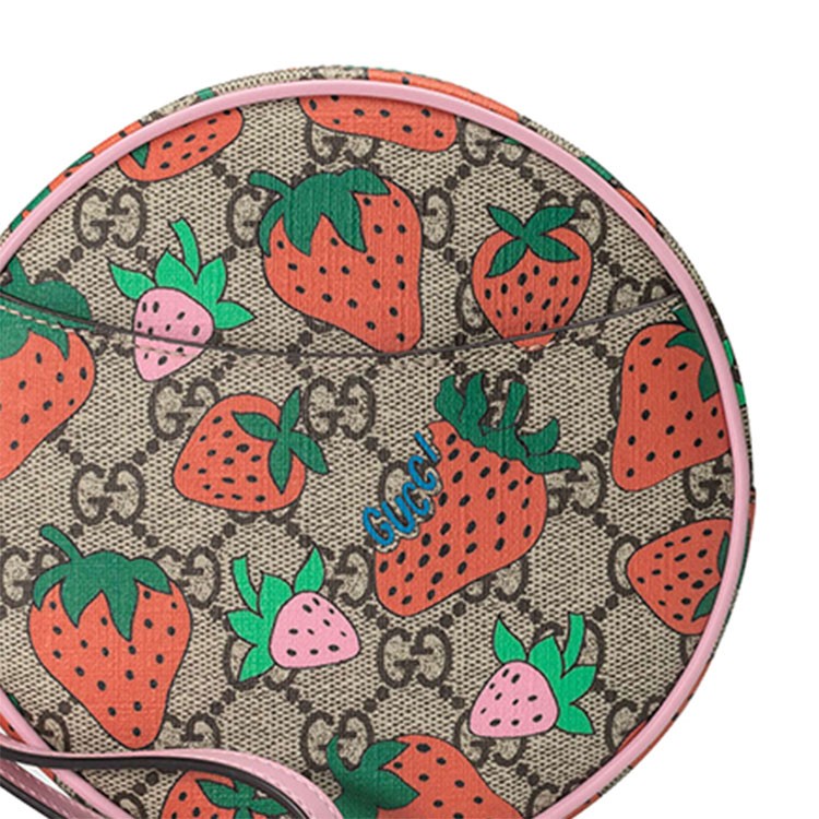 Gucci Strawberry Print Logo Canvas Round Coin Purse Handbag | eBay