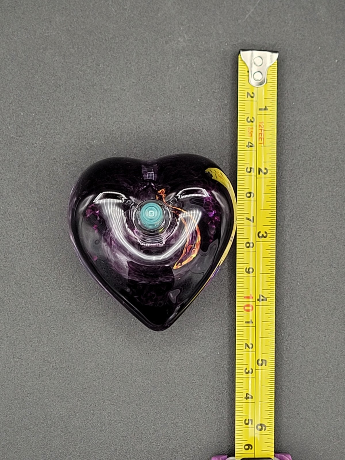 Art Glass Purple Heart Perfume Bottle Paperweight Signed Mark Ellinger ...