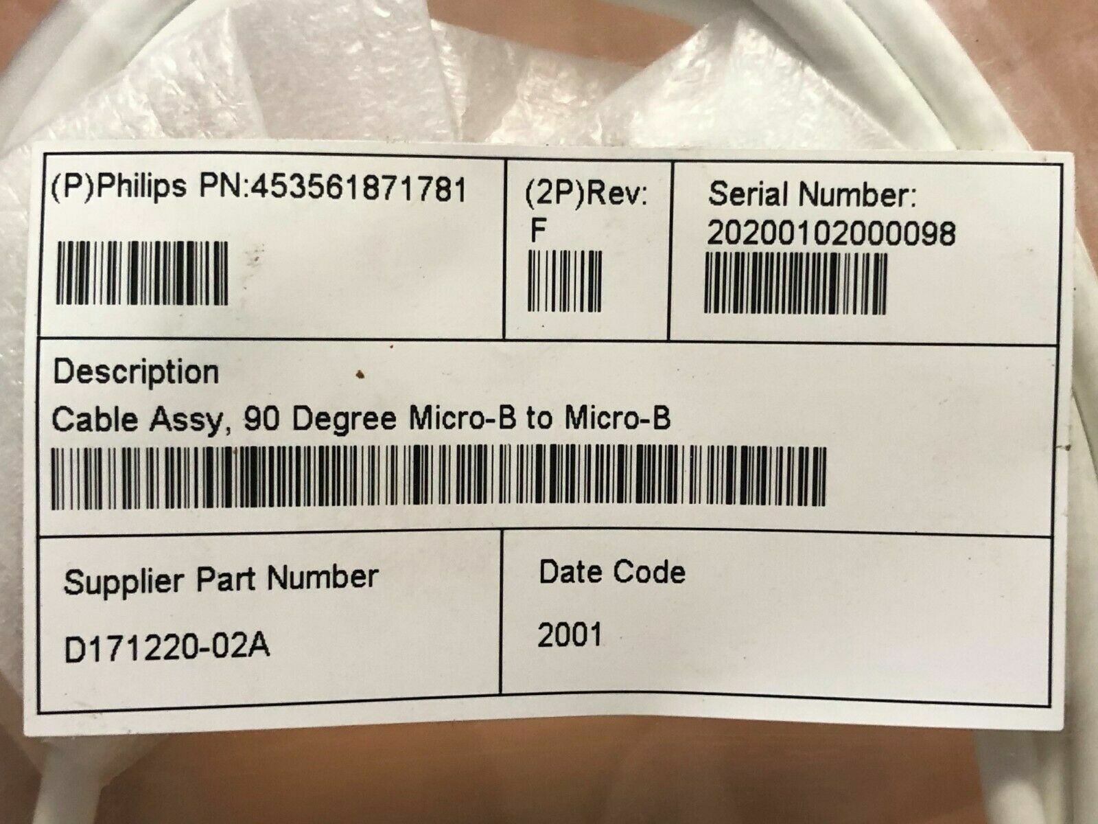 Micro-b Transducer Cable for Philips Lumify Ultrasound 453561871781 for ...