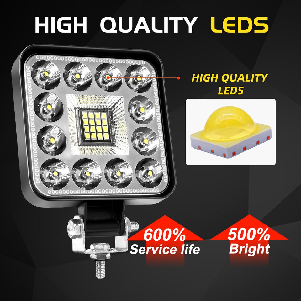 4PC LED Work Light Truck OffRoad Tractor Lights Lamp 12V 24V Square ...