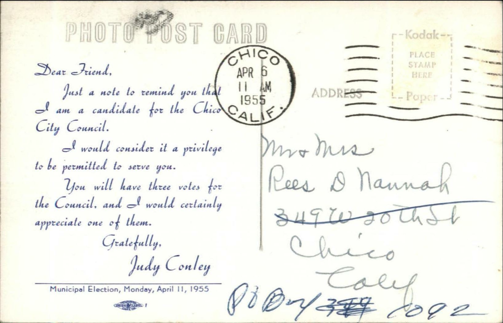 Chico CA City Council Woman Judy Conley 1950s Real Photo Postcard | eBay