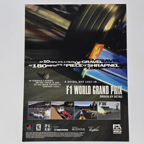 F1 World Grand Prix Sony PlayStation 1 PS1 PC Shrapnel Print Ad/Poster ...