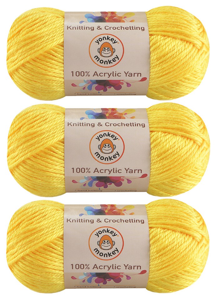 3-Pack Premium Acrylic Fancy Yarn by Yonkey Monkey. Great for Knitting ...