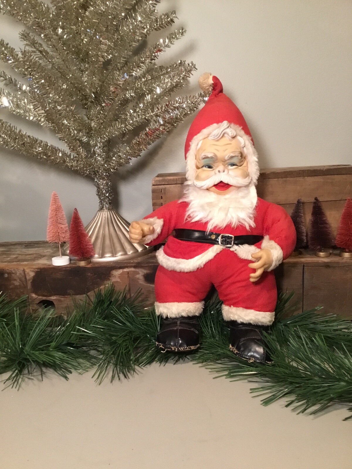 Vintage 1950's Rushton Santa Claus, 19" tall Plush Rubber Face Doll ...