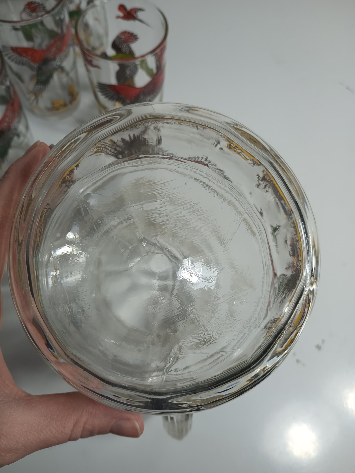 Vintage Hazel Atlas Pheasant In Flight & Hunters Drink Set -Pitcher + 8 ...