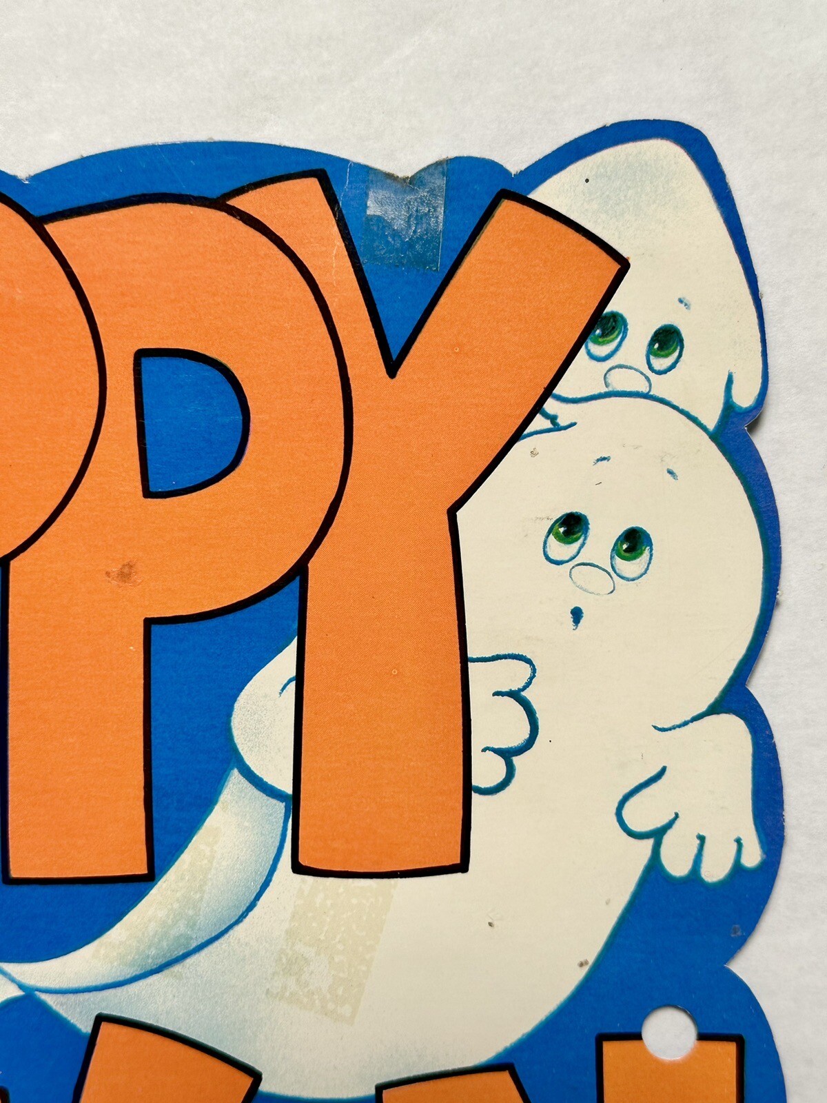 Vintage Paper Happy Halloween Sign Die Cut Cat Witch Mouse & Ghost ...