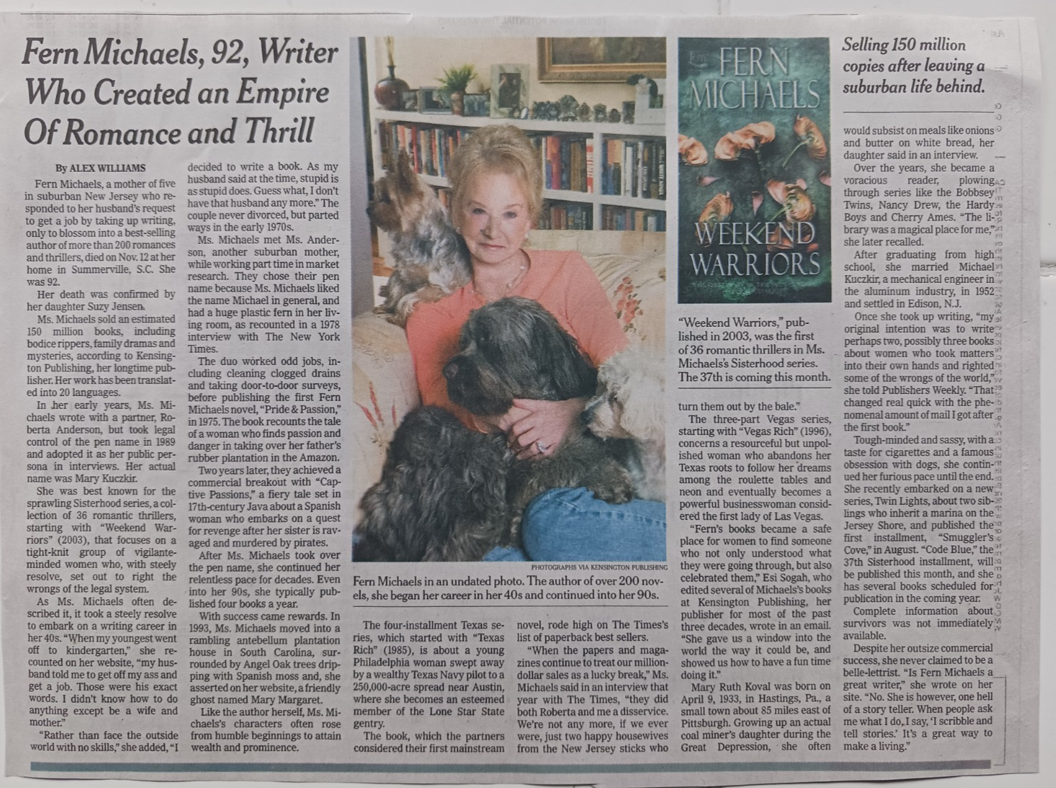Fern Michaels 92 Writer Obituary New York Times Pride and Passion 1975 ...