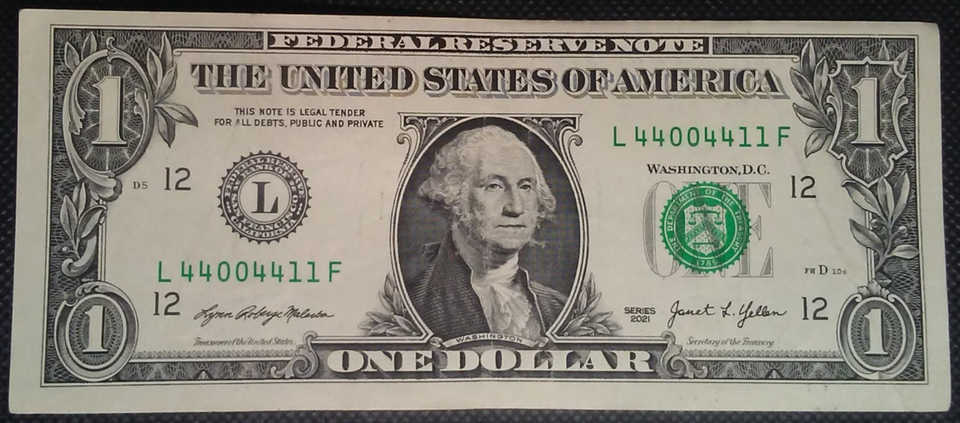 ((MULTIPLE PAIRS)) $1 2021 - 44004411 - FANCY SERIAL NUMBER ** CURRENCY ...