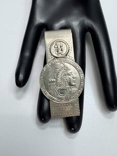 Aztec Mayan Warrior Silver Tone Money Clip Alpaca Bill Holder- Hencho ...
