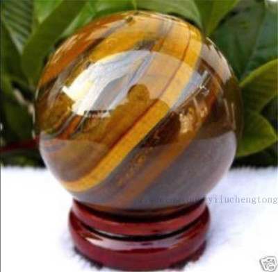 60mm Natural Yellow Tiger's Eye Quartz Crystal Gemstone Sphere Ball ...