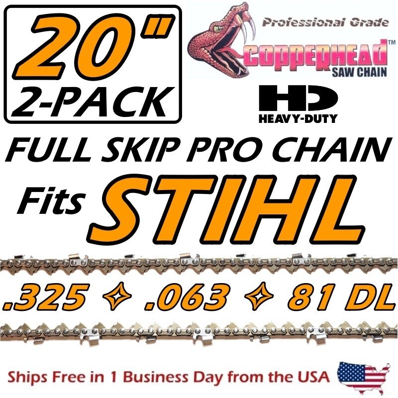 COPPERHEAD 2-Pack 20" FULL SKIP FULL CHISEL Chains for STIHL MS261 291 - 26RS-81 | eBay