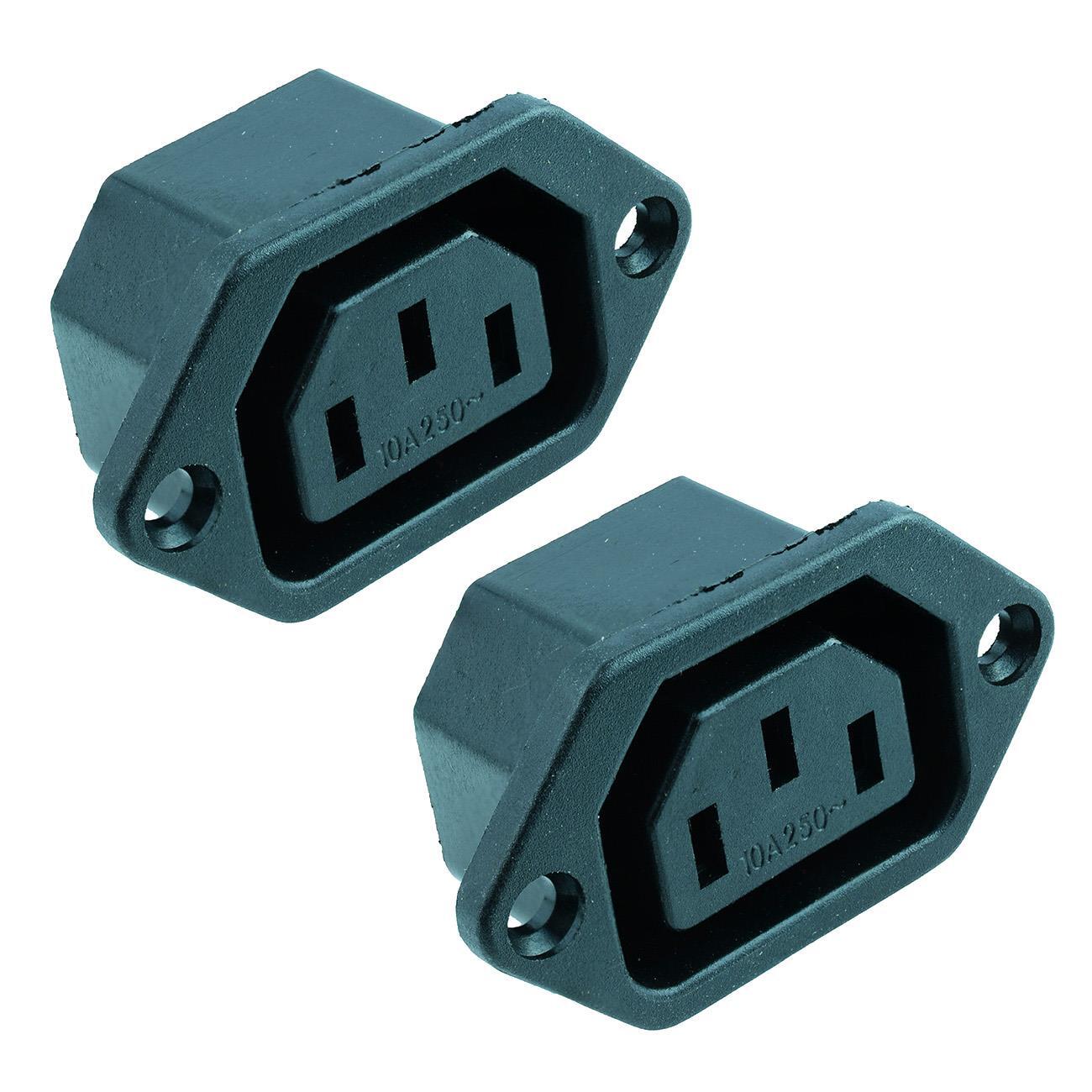 2 x C13 IEC Chassis Panel Mount Outlet Socket Connector | eBay