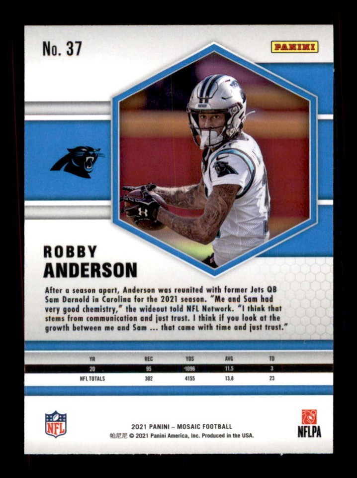2021 Football Panini Mosaic Robby Anderson Carolina Panthers #37 | eBay