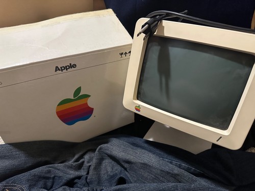 Rare!! Vtg "APPLE IIC COMPUTER MONITOR with ORIGINAL BOX & Apple STAND ...