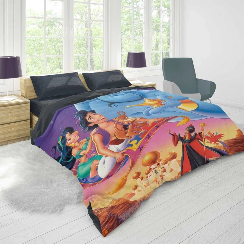 Aladdin Movie Disney Genie Princess Jasmine Quilt Duvet Cover Set ...