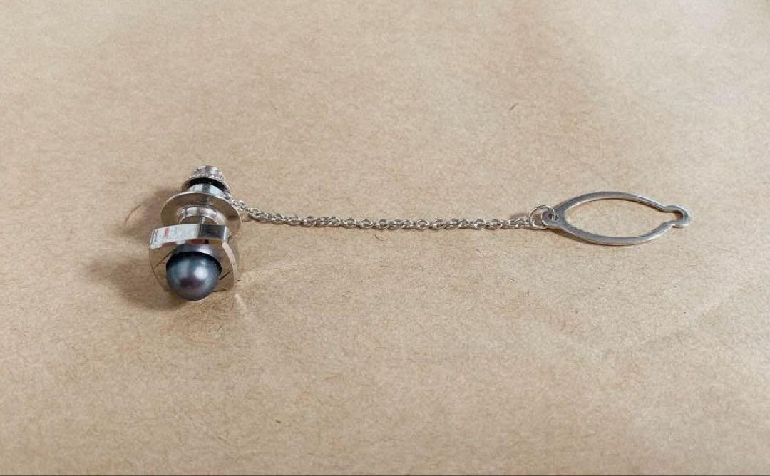 Silver Tone Black Pearl Tie Tack Lapel Pin Badge Gift Present Gentlemen ...