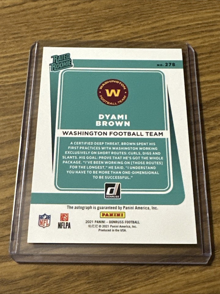 Dyami Brown 2021 Donruss #278 Rated Rookie RC Auto Orange Washington ...