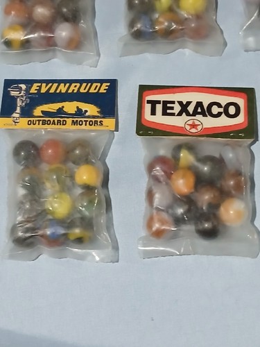 Lot Of 7 Vintage Advertising Marbles In Bag New Unopened Various Colors ...